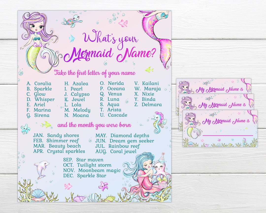 What's Your Mermaid Name Game. Instant Download Instant Printable Party ...