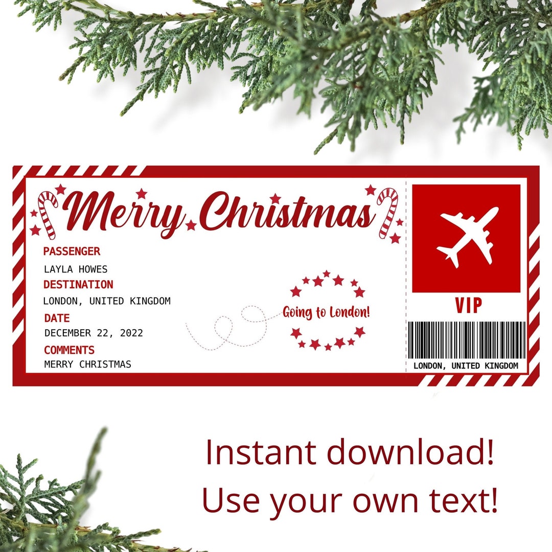 Christmas Trip Ticket Template to Edit Download and Print - Etsy
