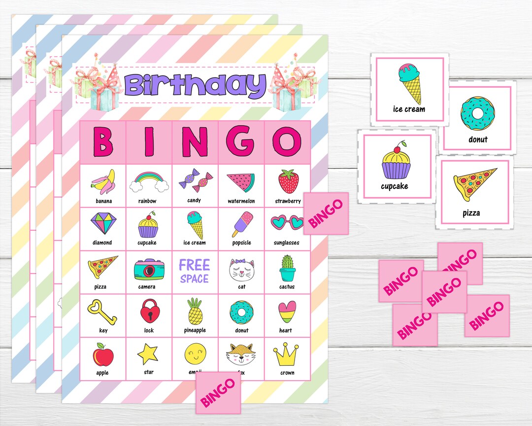 Birthday Bingo Game Printable Party Game Bingo Game Instant Print Bingo ...