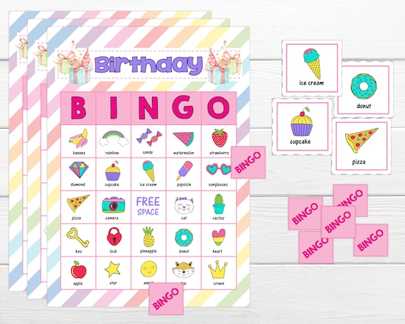 Instant BINGO Game, Instant print games for girls party, Instant print ...