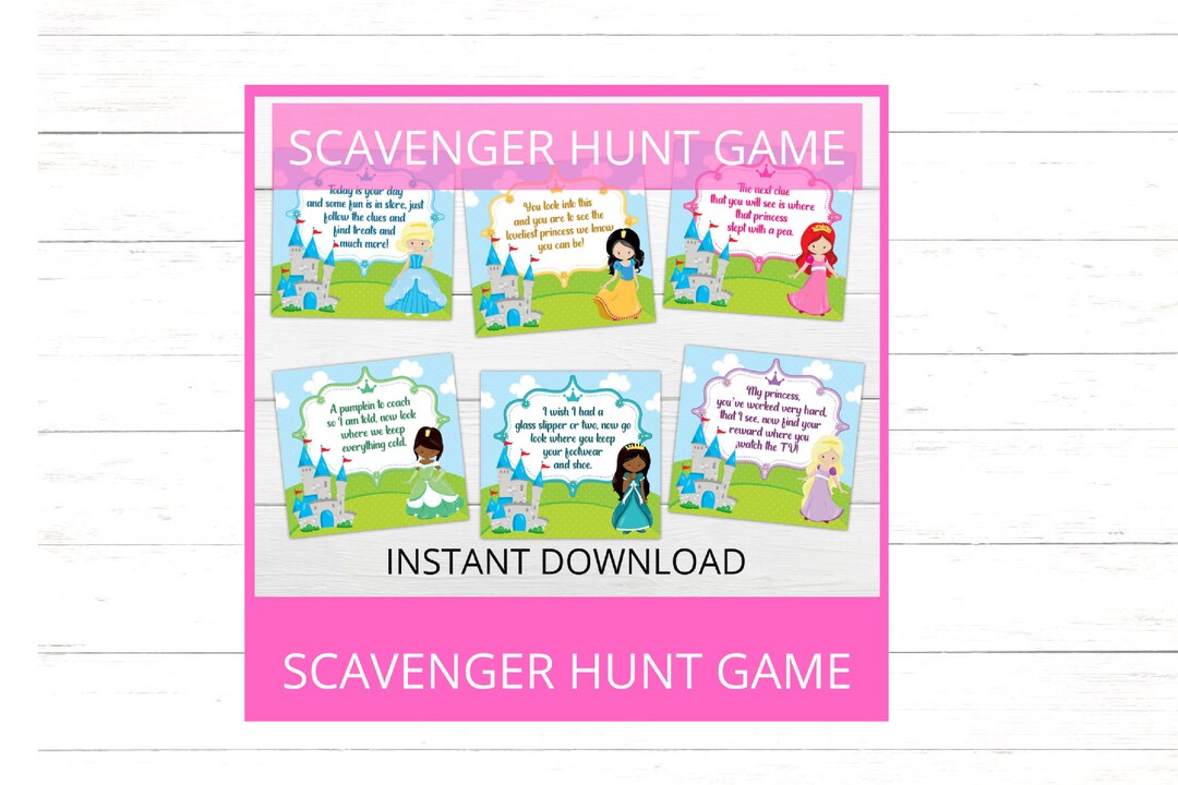 Princess Party Scavenger Hunt Game Print Instantly or Edit the Text ...