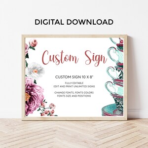 Editable High Tea Birthday Signs X 2 Sizes High Tea Party Decor Party ...