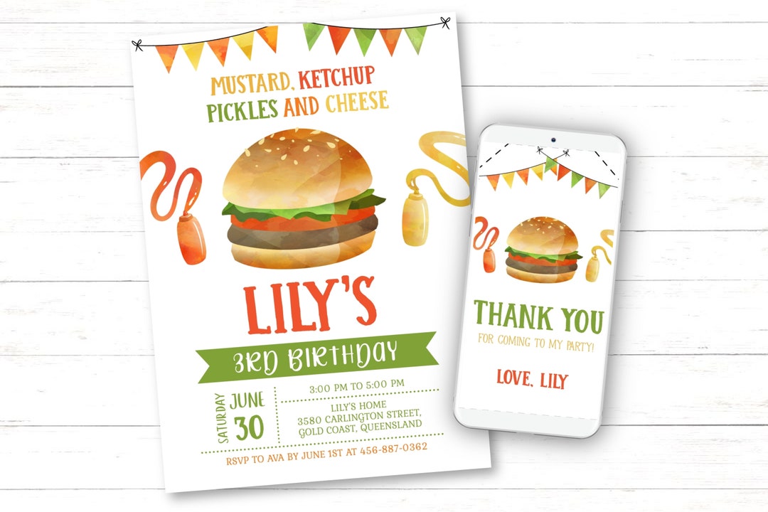 BURGER / BBQ Party Invitation Template Digital Invitation You Can ...