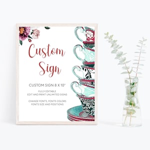 Editable High Tea Birthday Signs X 2 Sizes High Tea Party Decor Party ...