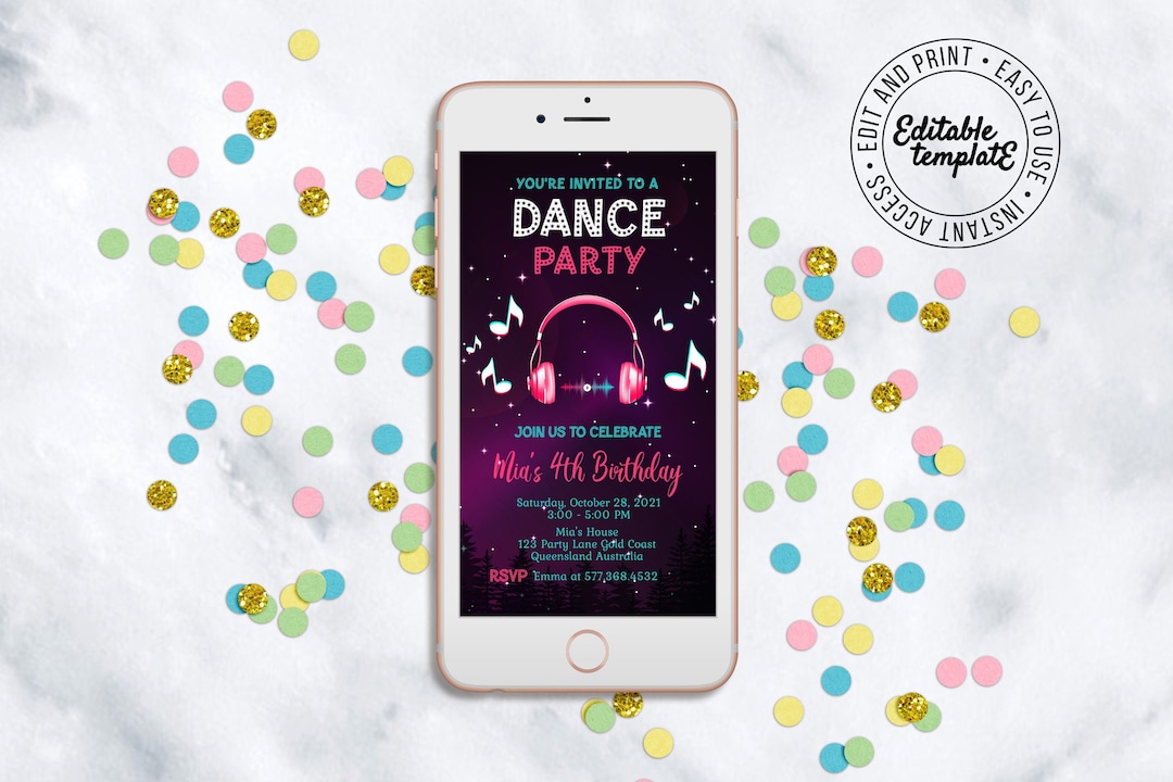 Editable Dance Birthday Party Invitation Template That You Can ...