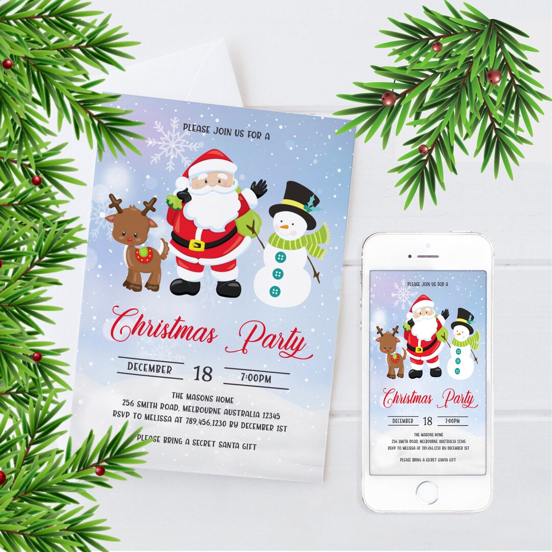 Editable Christmas Party Invitation Digital Christmas Invitation ...