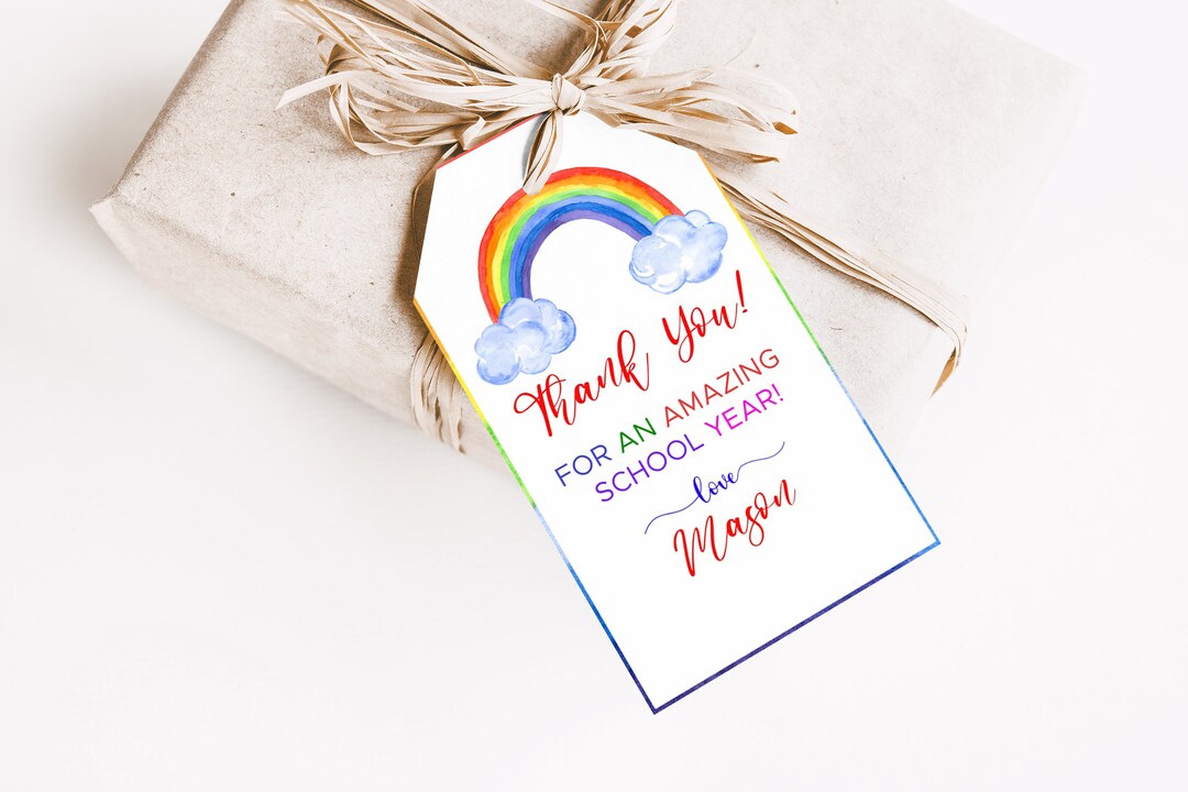 Teacher Appreciation Tags Personalized Rainbow Favor Tags Teacher Tags ...