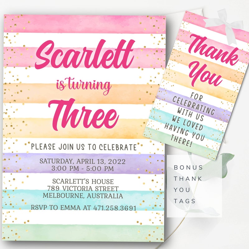 Striped Invitations - Etsy