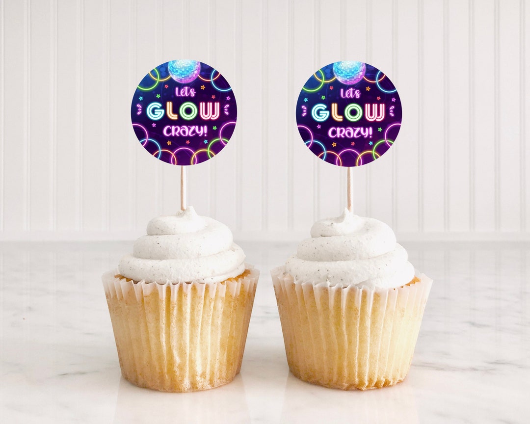 Glow Party Cupcake Toppers for Instant Printing Glow Cake Toppers to ...