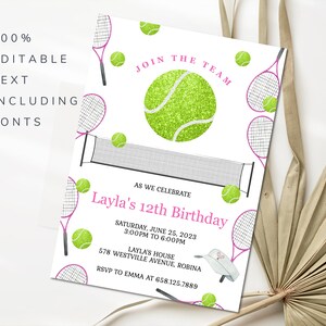 Editable Tennis Party Invitation Tennis Birthday Party Template Tennis ...