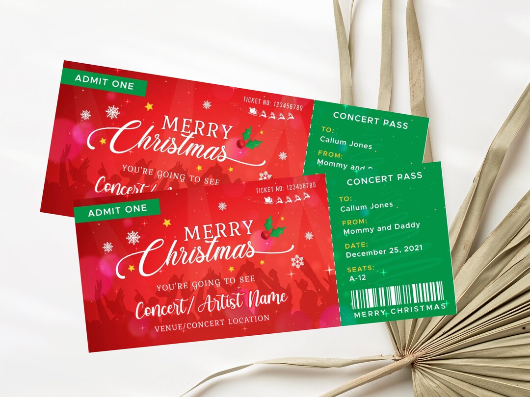 Editable Christmas Gift Concert Ticket Christmas Concert Event Ticket ...