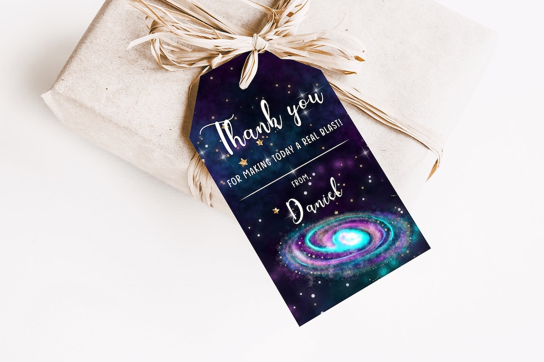 Editable Outer Space Favor Tags, Outer Space Gift Tags, Editable Outer ...