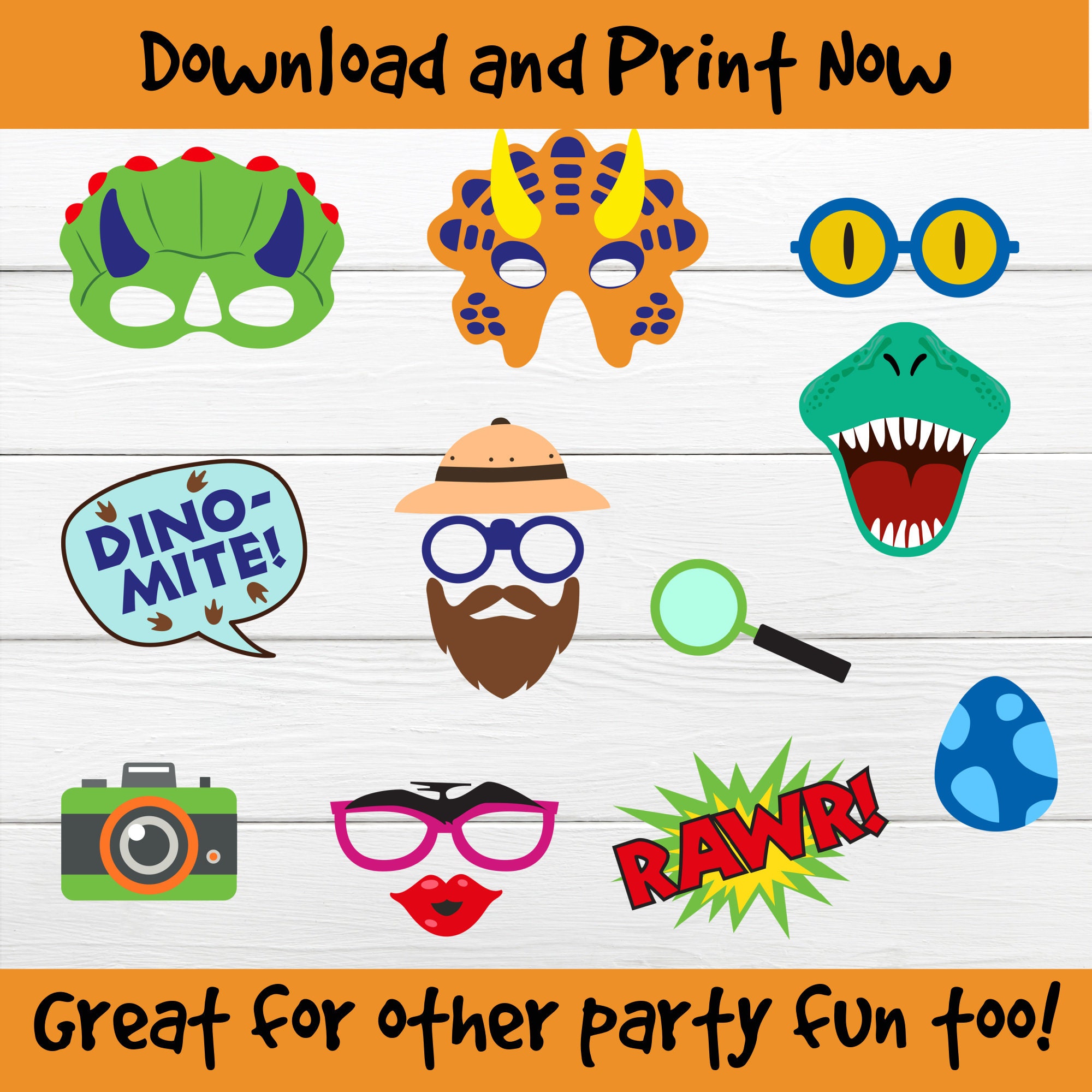 DINOSAUR PARTY PROPS. Dinosaur Photo Booth Props Dinosaur - Etsy
