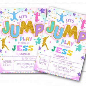 Jump Invitation Jump Birthday Party Invite Trampoline Party Jump Party ...