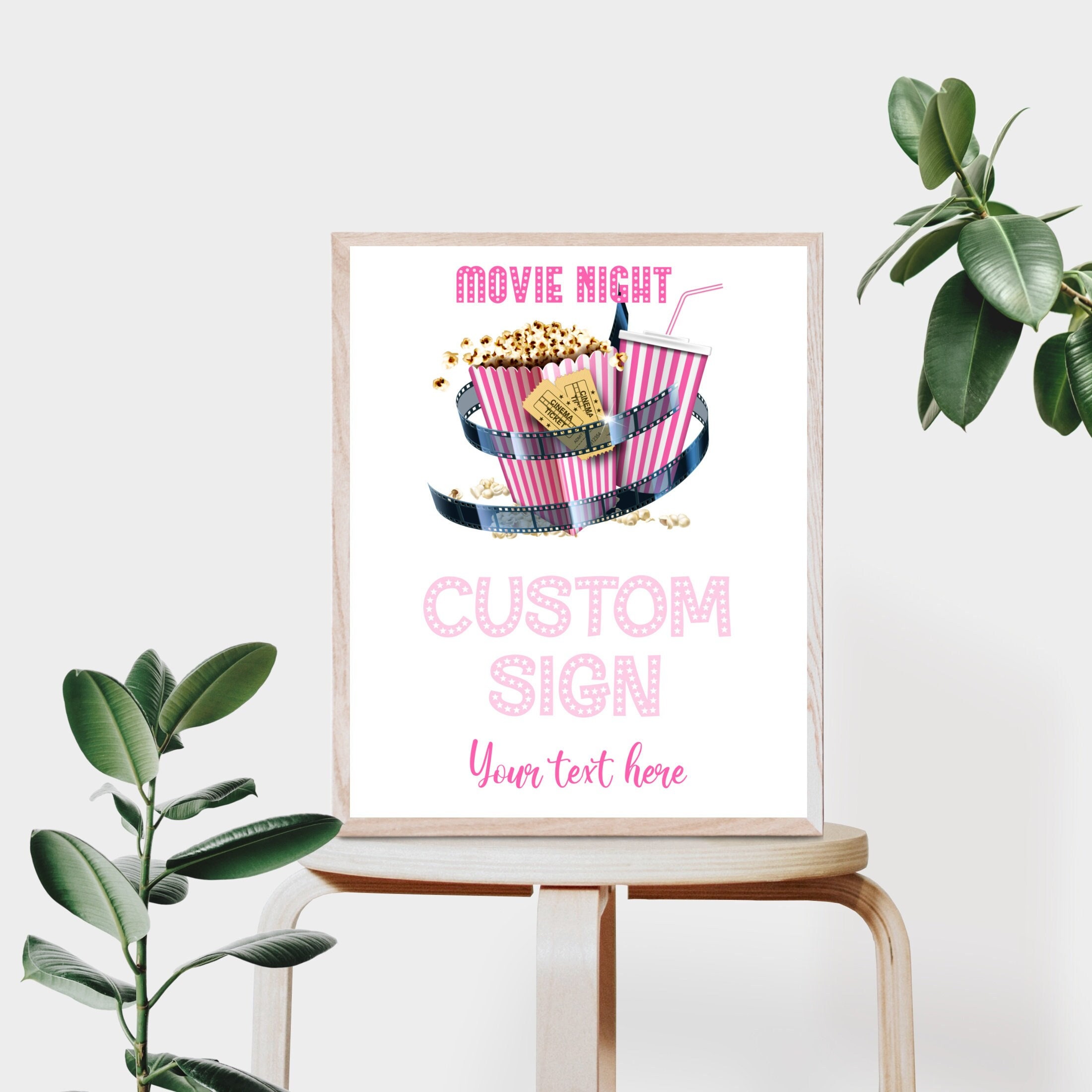 Editable Movie Night Party Signs in 3 Sizes, Custom Movie Birthday ...
