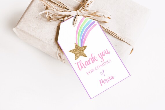 EDITABLE Rainbow Gift Tags Personalized Rainbow Favor Cards - Etsy
