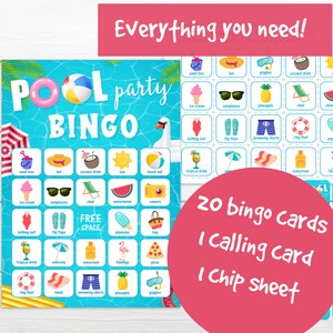 Pool Party Bingo Game Printable Bingo Game Printable Games for Kids ...