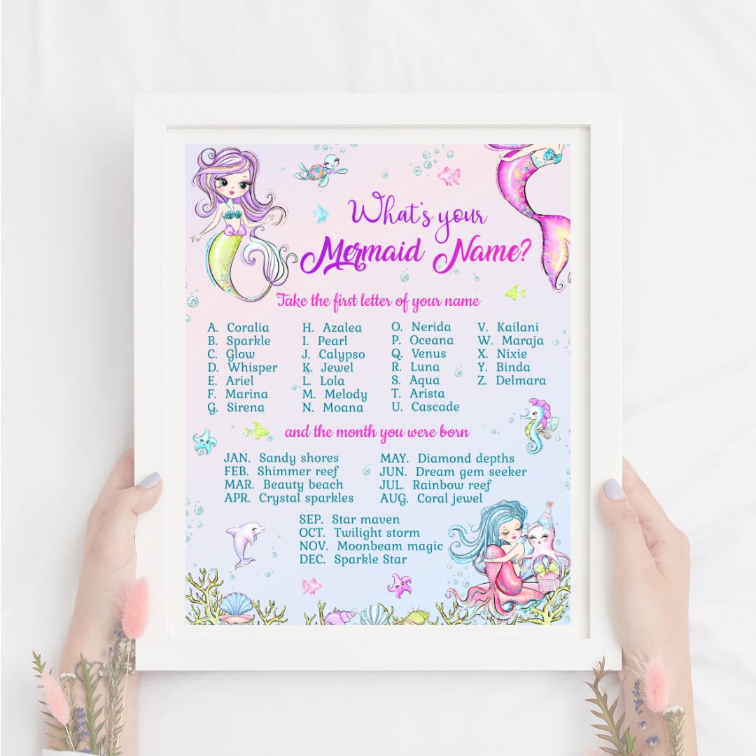 What's Your Mermaid Name Game. INSTANT DOWNLOAD Instant | Etsy