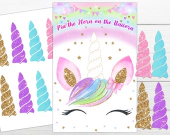 Pin the Horn on the Unicorn Game PRINTABLE INSTANT DOWNLOAD - Etsy