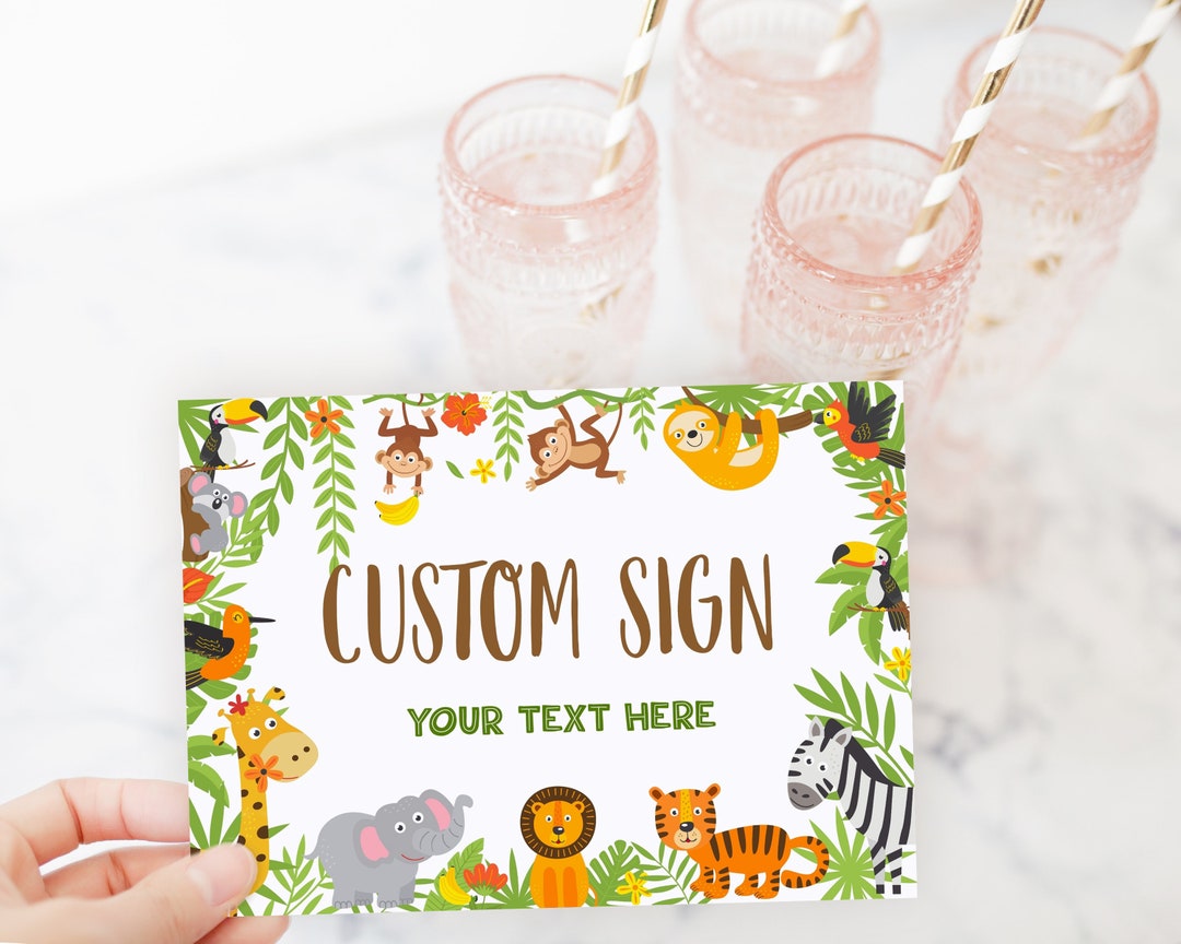 Jungle Birthday Signs You Can Personalize With Your Own Text - Etsy