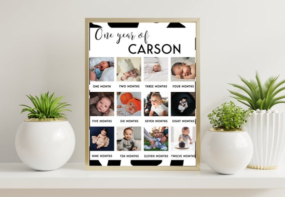 EDITABLE Cow Photo Collage Birthday Board, Editable Cow Birthday ...