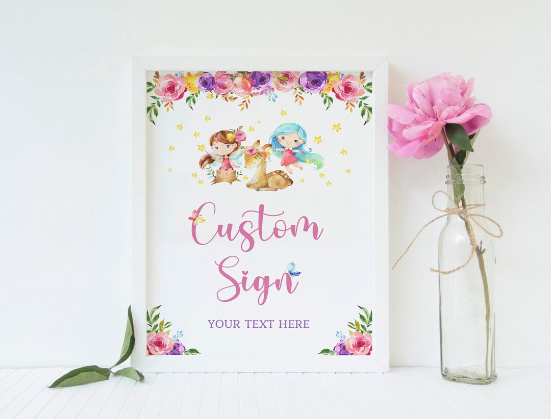 Fairy Party Custom Signs Fairies Party Signs Editable Signs Instant ...