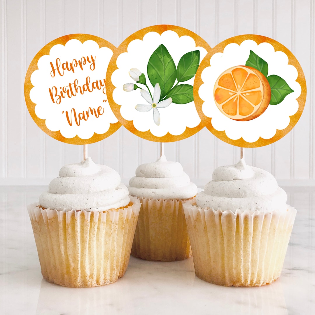 Orange Cupcake Toppers, Orange Birthday Party Decor, Orange Party Decor ...