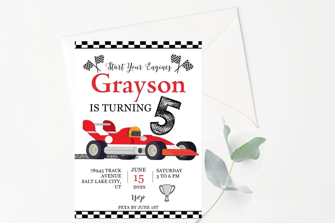 Editable Race Car Birthday Invitation for Instant Edit and Download ID ...