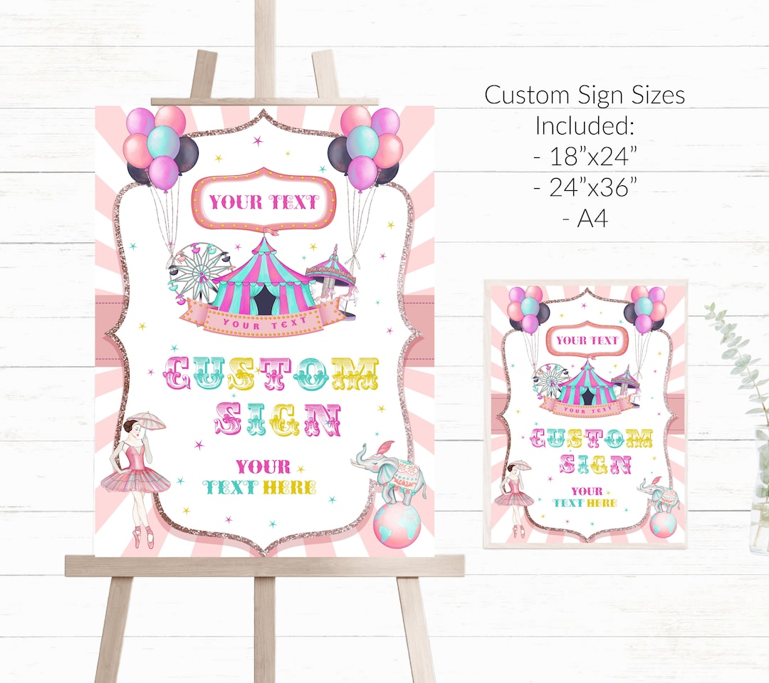 Circus Custom Sign That You Personalise With Your Own Text for Any ...