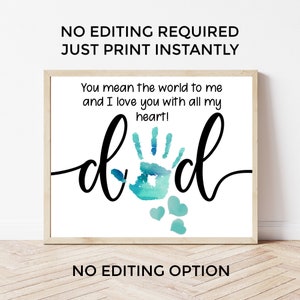 Fathers Day Gift Handprint Editable Fathers Day Handprint Art Dad ...
