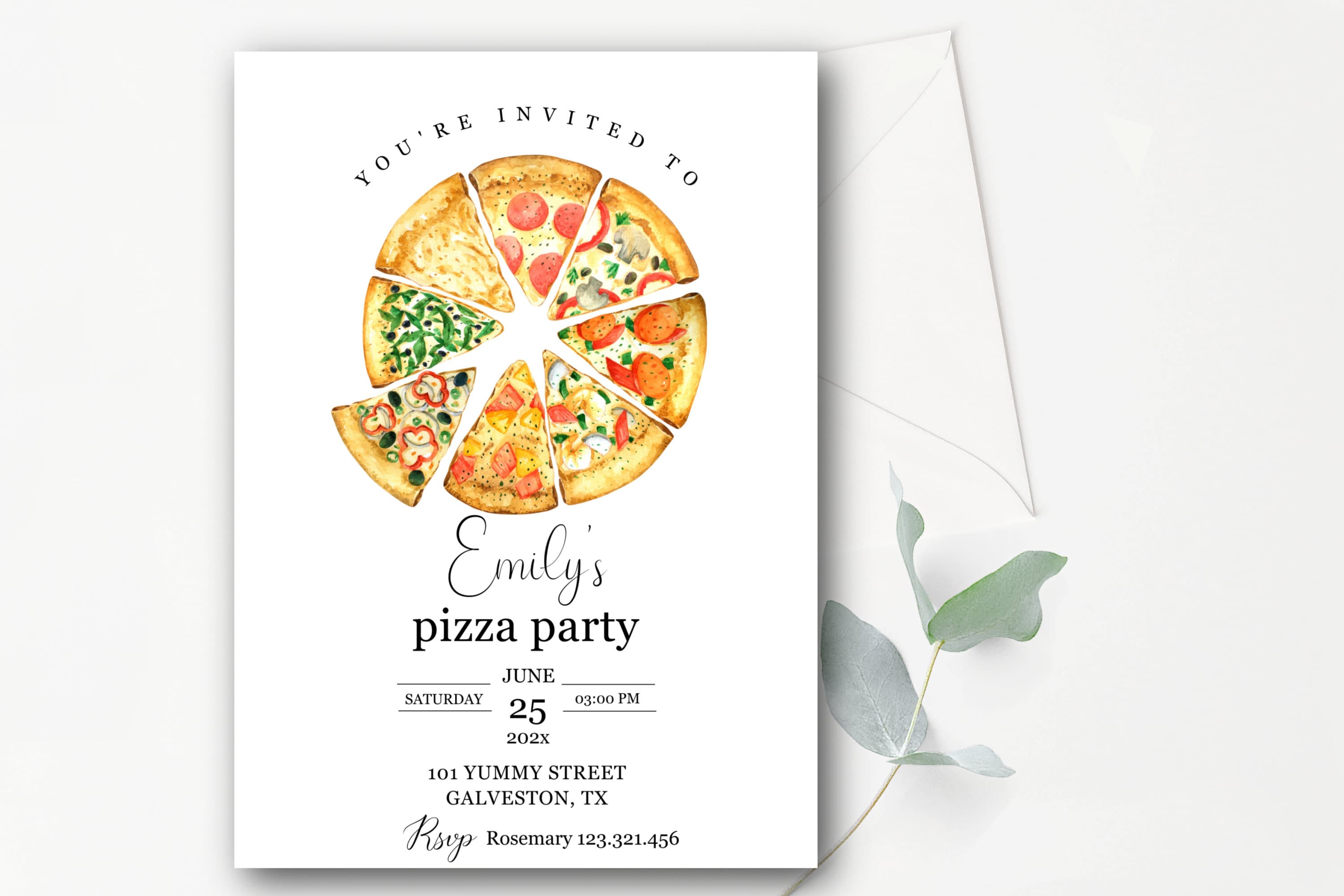 Pizza Party Invitations Template Large Size Free And Customizable