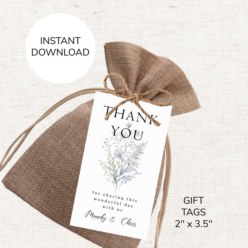 Editable Gift Tags Any Occasion Flowers Thank You Tags Editable Favor ...