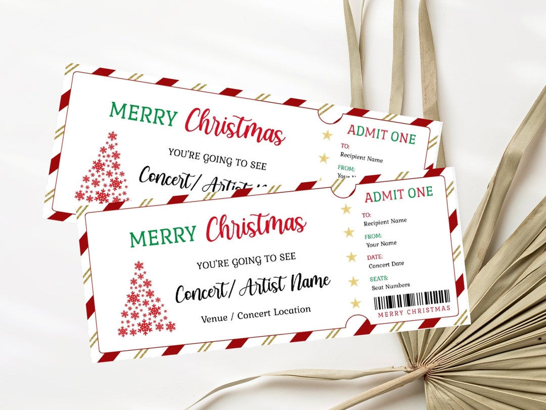 Christmas Concert Gift Ticket Printable Christmas Gift Certificate ...