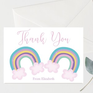 Editable Birthday Thank You Card Rainbow Birthday Thank You Card ...