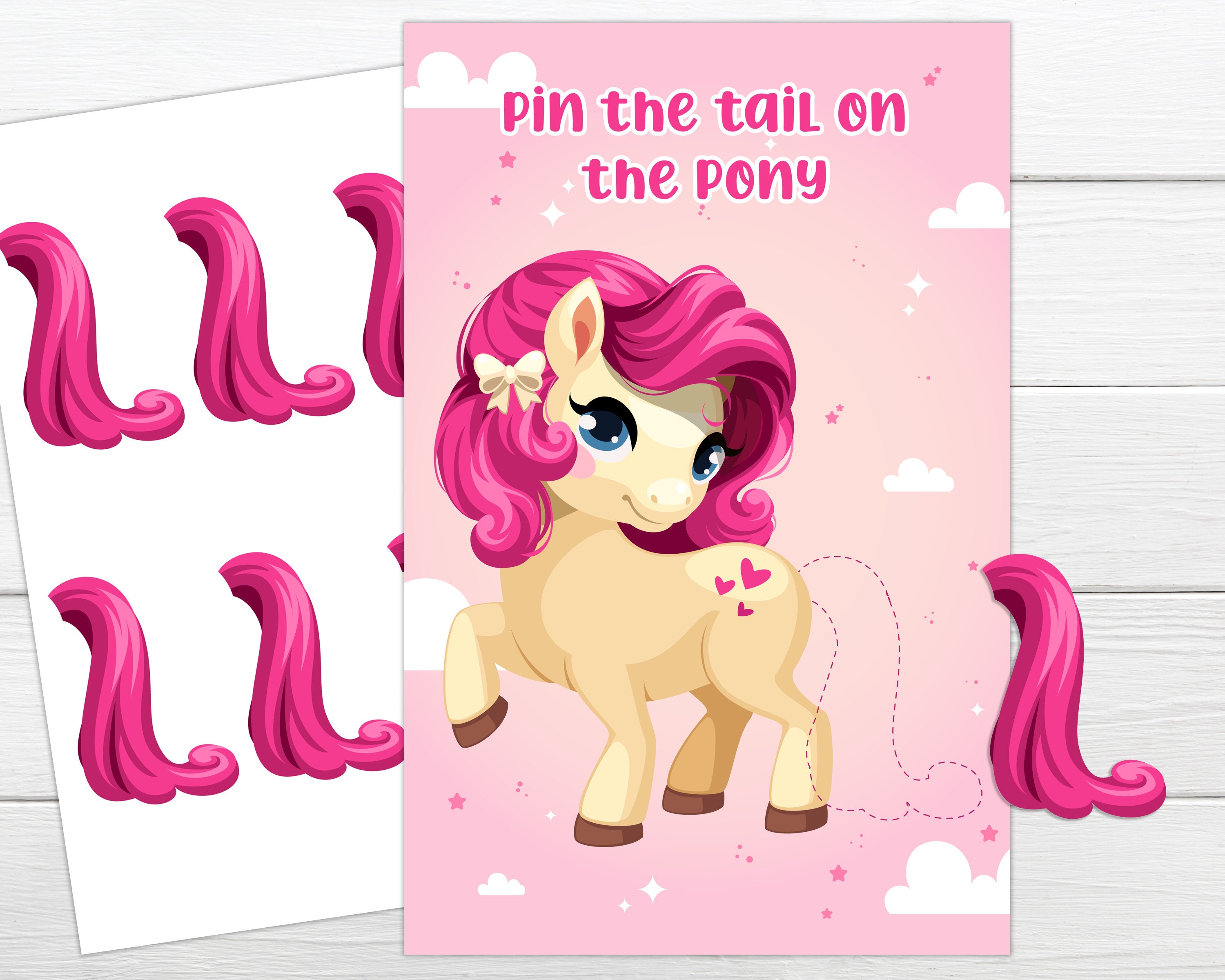 Pin the Tail on the Pony Printable Game Pin the Tail Party Game Instant ...