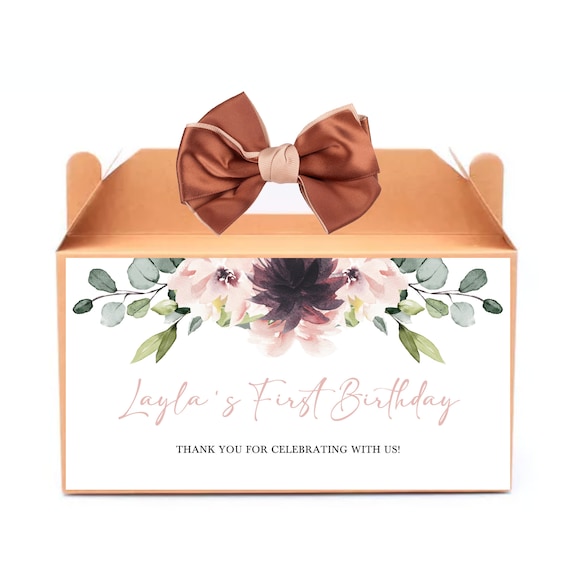 EDITABLE Gable Gift Box Label First Birthday Gable Label 1st Birthday ...