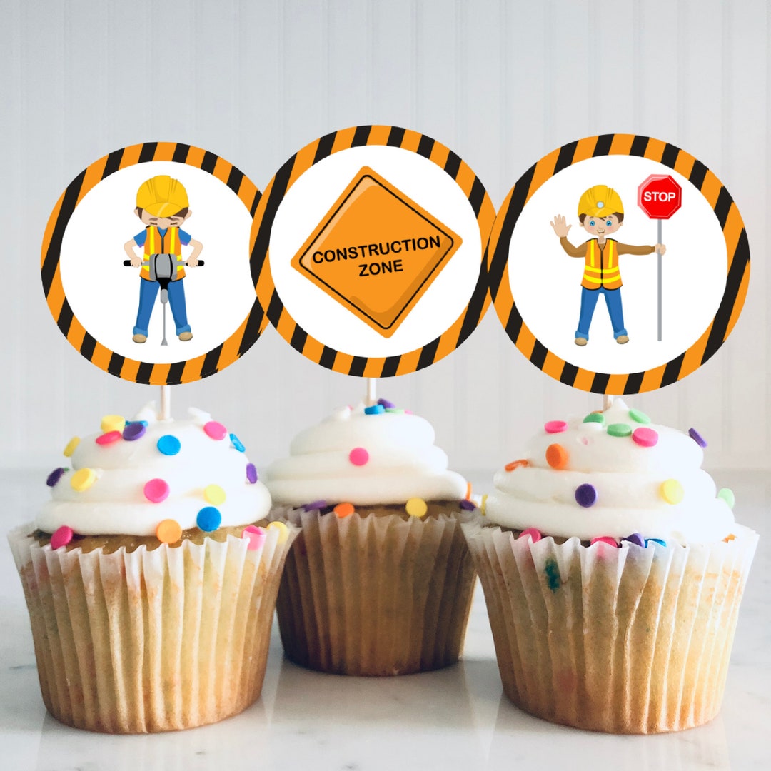 Construction Party Cupcake Toppers for Instant Printing Construction ...