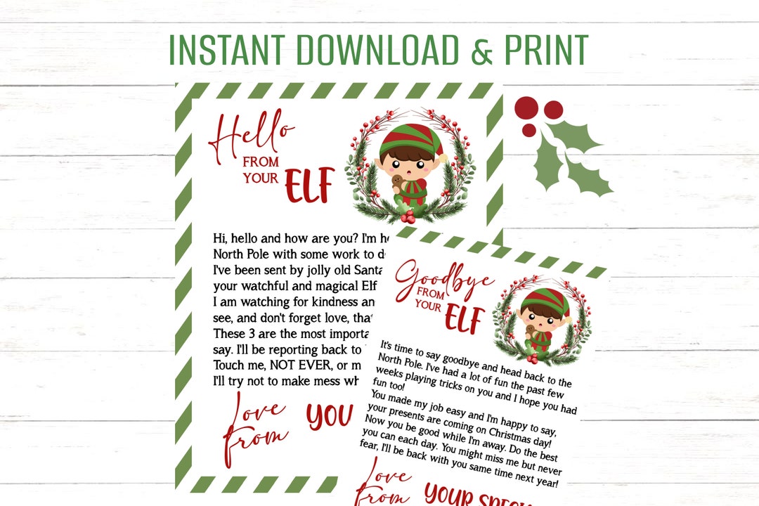 Elf Hello and Goodbye Letters Includes Elf Note Cards in 2 Designs ...