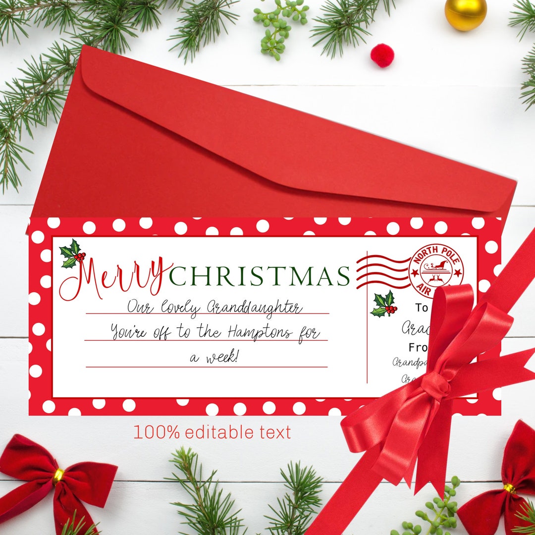 Instant Print Christmas Gift Coupon Gift Certificate Template Gift ...