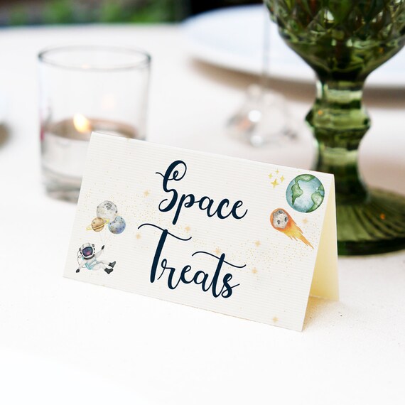 Outer space Birthday Party Tent Cards, Party Table Food Labels, Space ...