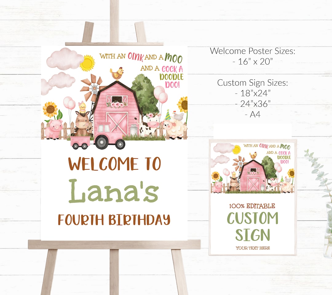 Editable Farm Party Welcome Sign Custom Farm Birthday Sign Template ...
