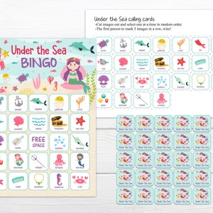 Mermaid Birthday Bingo Game Bingo for Kids Printable Bingo Game Instant ...