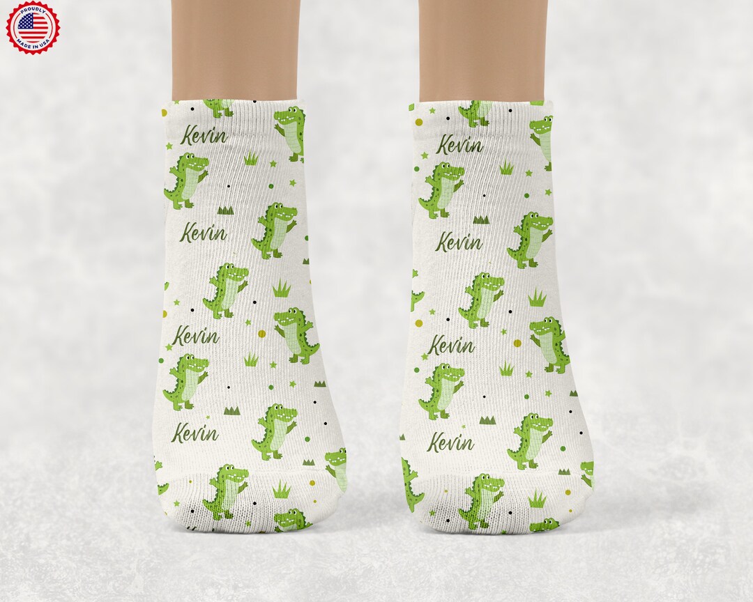 Custom Name Kids Socks - Personalized Alligator Kids Socks - Birthday ...