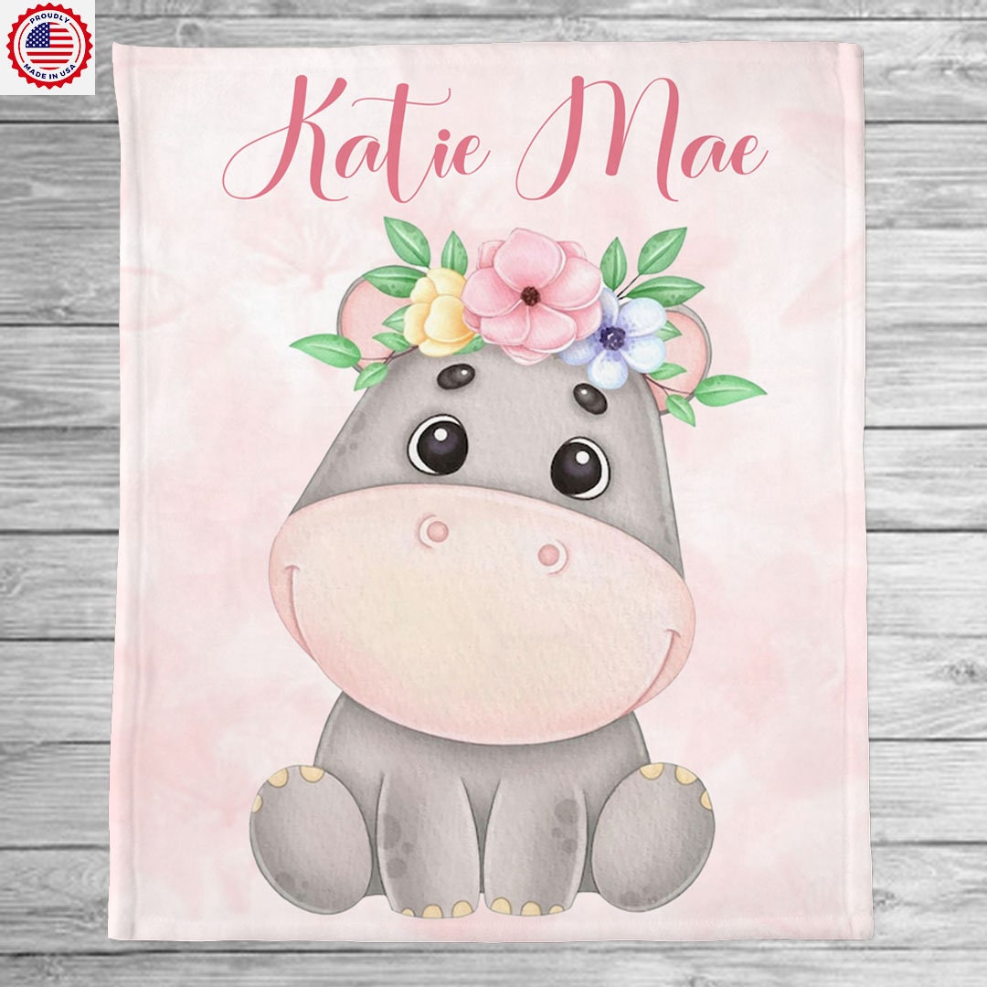 Hippo Baby Blanket, Custom Baby Blanket, Unique Baby Gift, Baby Bedding ...