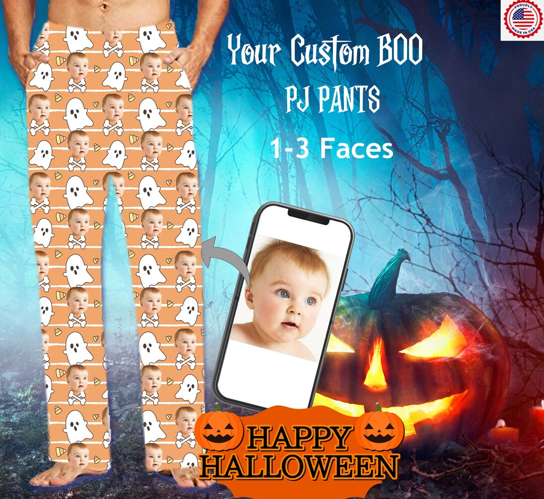 Halloween Pajama Party, Halloween Cute Boo Custom Pajamas, Unisex Candy ...