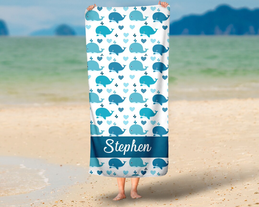 Personalisierter Wal Name Strandtuch, individuelles Baby Geschenk ...