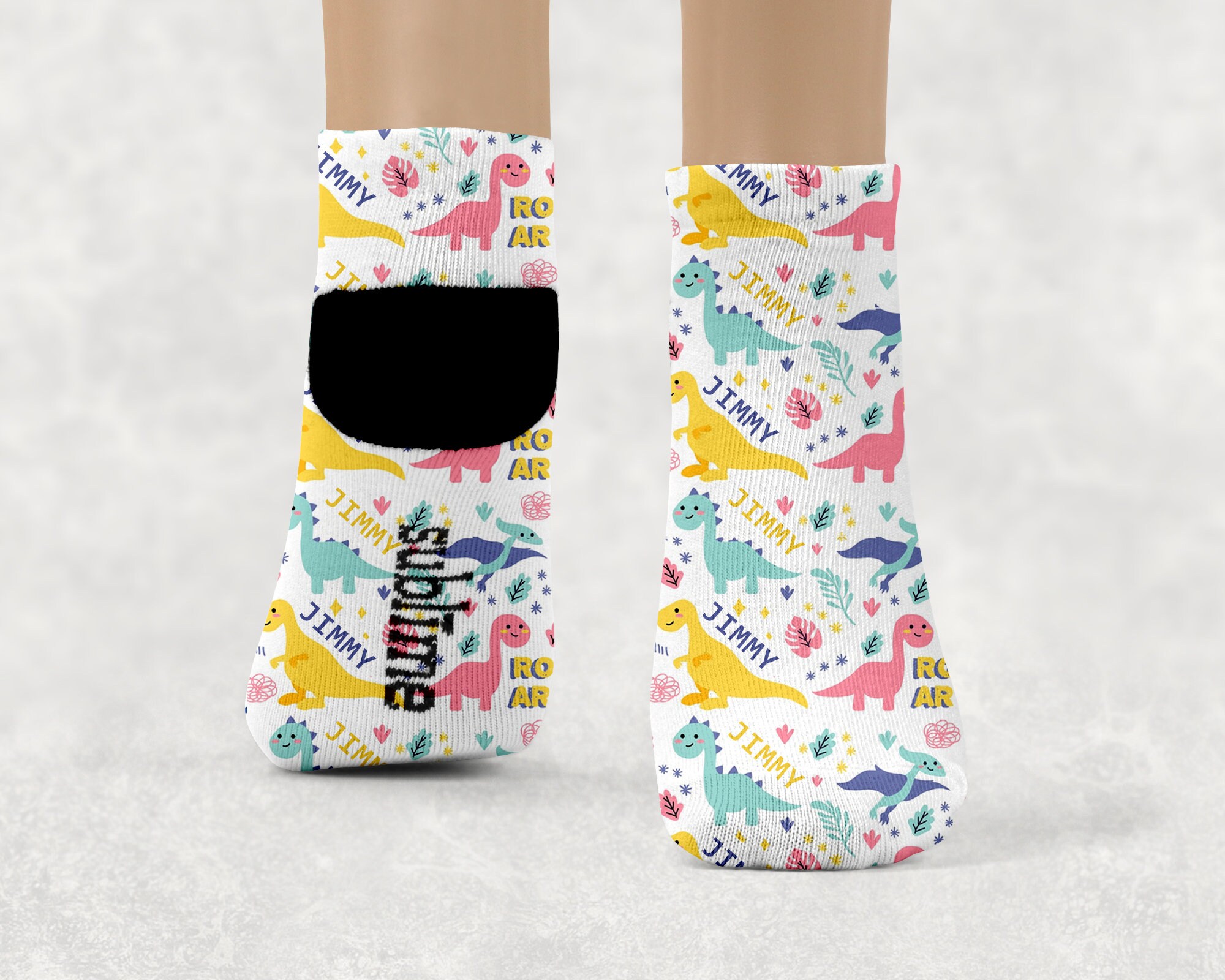 Custom Name Kids Socks - Personalized Baby Dinosaur Socks - Birthday ...