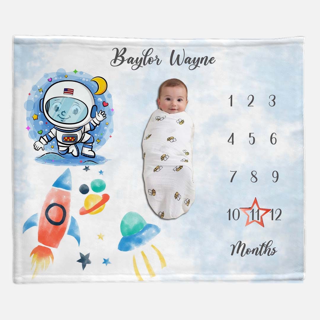 Astronaut Milestone Blanket -baby Month Blanket -astronaut Space ...