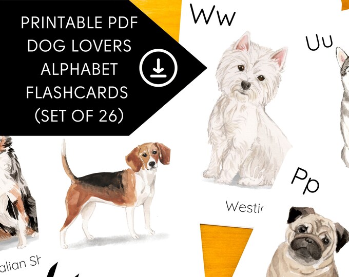 Alphabet Flashcards Printable, Dog Breed Flashcards, Montessori ...
