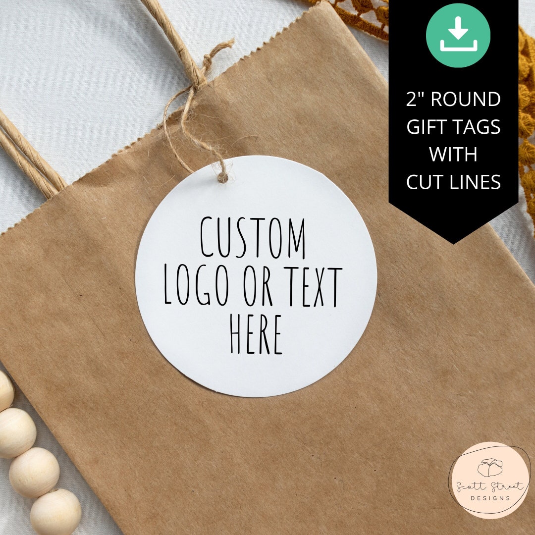Custom Round Gift Tag With Any Text or Logo, Rae Dunn Inspired Gift Tag ...